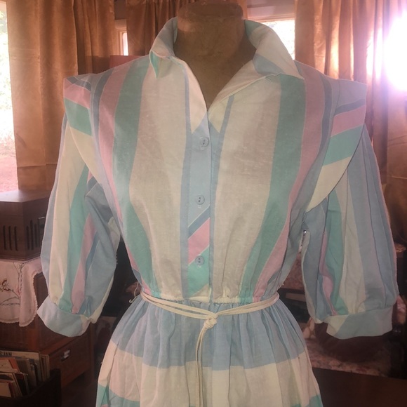 Vintage | Dresses | Vintage 98s Pastel Striped Shirt Dress Stranger ...